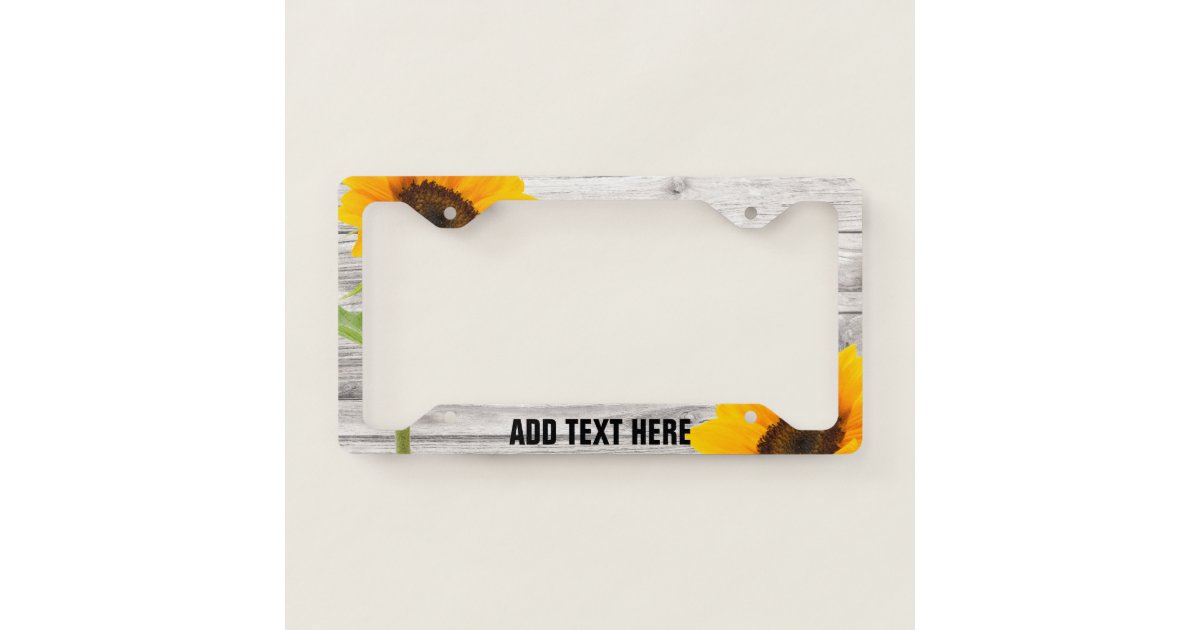 Rustic Wood Print Sunflower License Plate Frame | Zazzle