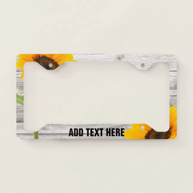 Rustic Wood Print Sunflower License Plate Frame | Zazzle