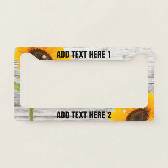 Rustic Wood Print Sunflower License Plate Frame | Zazzle