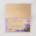 Rustic Wood Purple Floral Butterfly Wedding Table Place Card | Zazzle