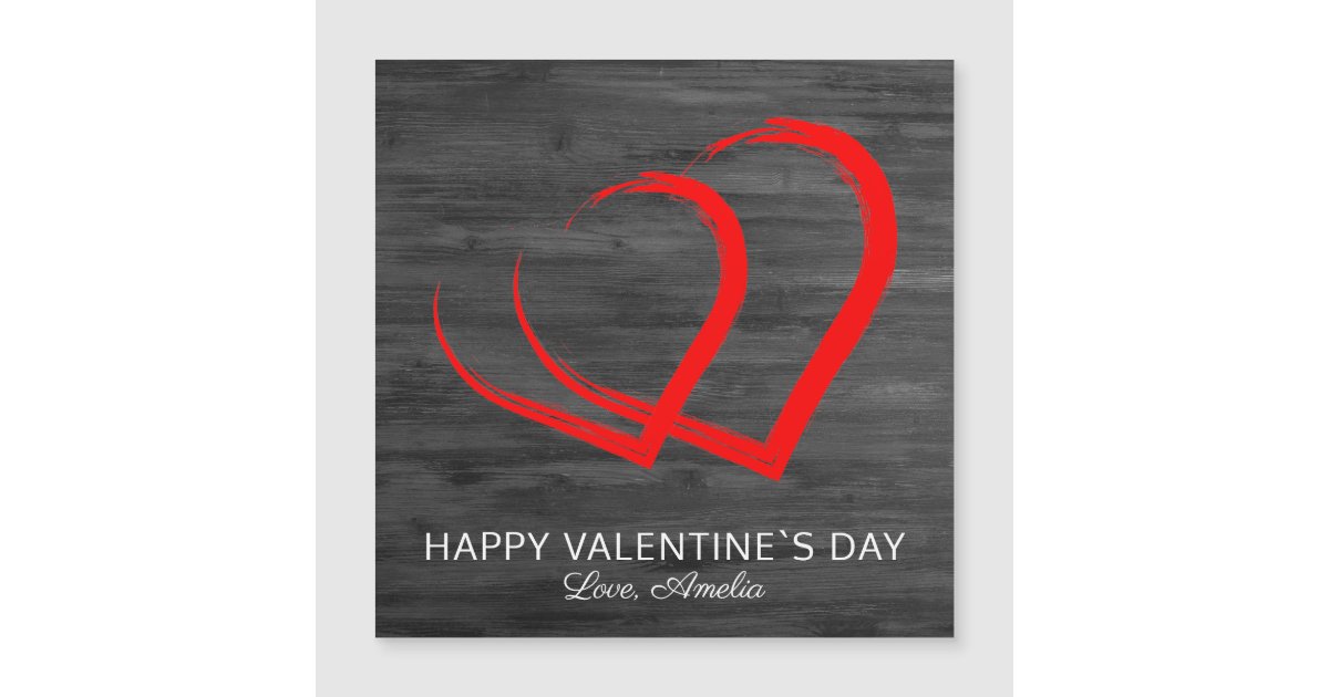 Rustic Wood Red Heart Happy Valentine`s Day Card | Zazzle
