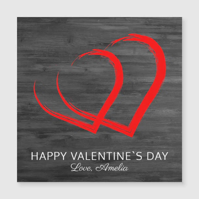 Rustic Wood Red Heart Happy Valentine`s Day Card | Zazzle