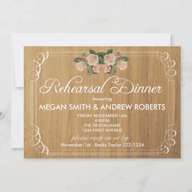 Rustic Wood Rehearsal Dinner Invitation | Zazzle