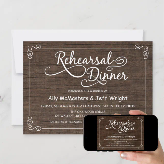 Rustic Wood Rehearsal Dinner Invitations | Zazzle