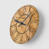 Rustic Wood Roman Numeral Round Clock | Zazzle