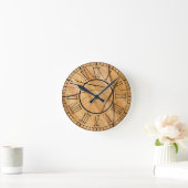 Rustic Wood Roman Numeral Round Clock | Zazzle