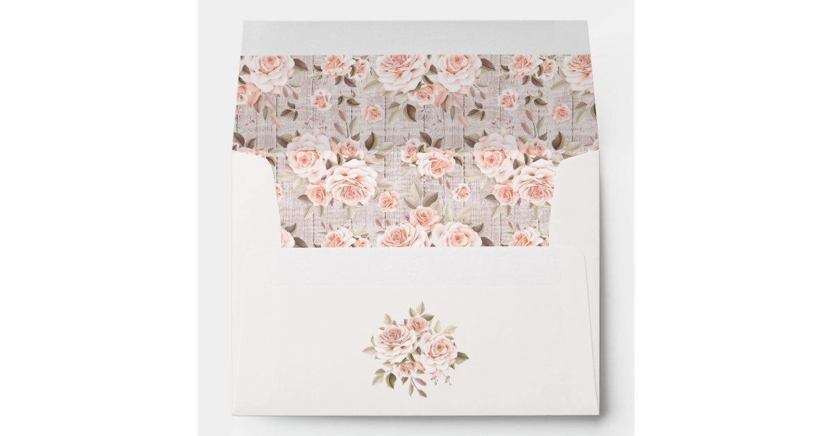 Rustic Wood & Romantic Roses Wedding Invitation Envelope | Zazzle