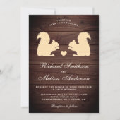 Rustic Wood Romantic Squirrels Wedding Invitation | Zazzle