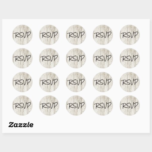 Rustic Wood RSVP Classic Round Sticker | Zazzle