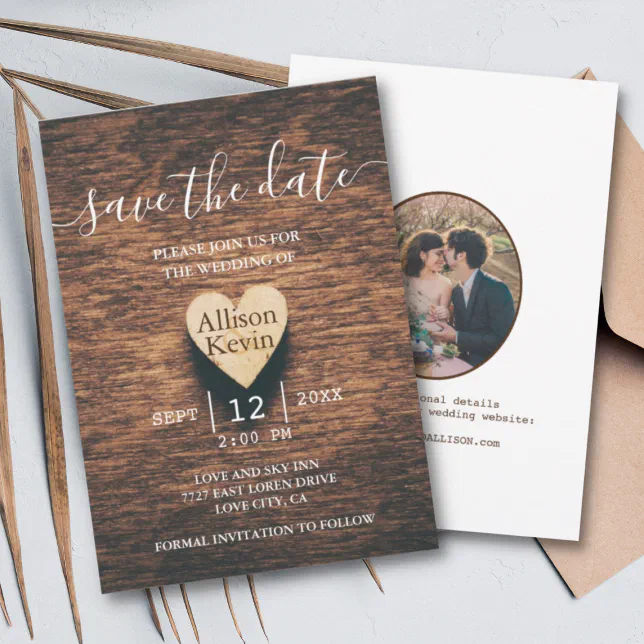 Rustic Wood Save The Date Fall Wedding Invitation | Zazzle