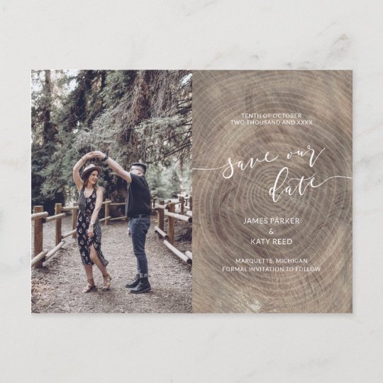 Rustic wood save the date photo postcard | Zazzle.com