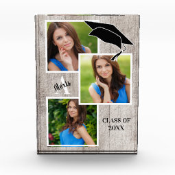 Rustic Wood Senior Portrait Collage Photo Block | Zazzle