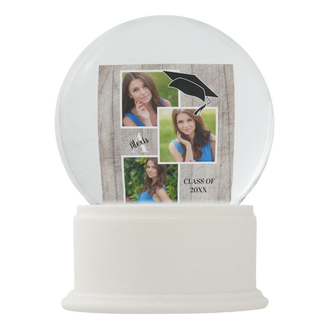 Rustic Wood Senior Portrait Graduation Snow Globe | Zazzle