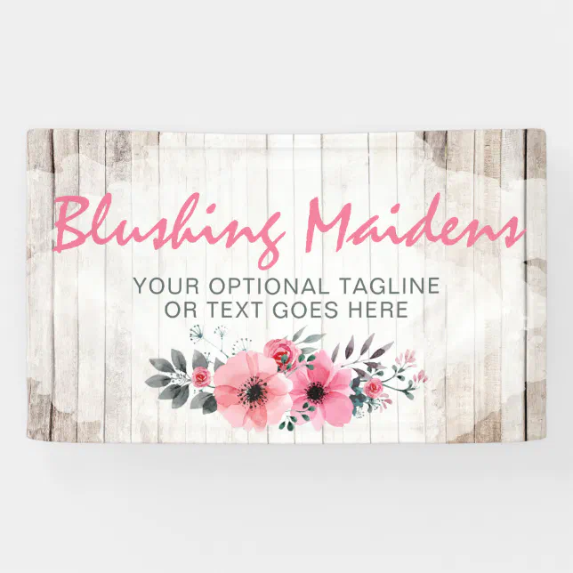 Rustic Wood Shabby Chic Pink Roses Anemone Floral Banner | Zazzle