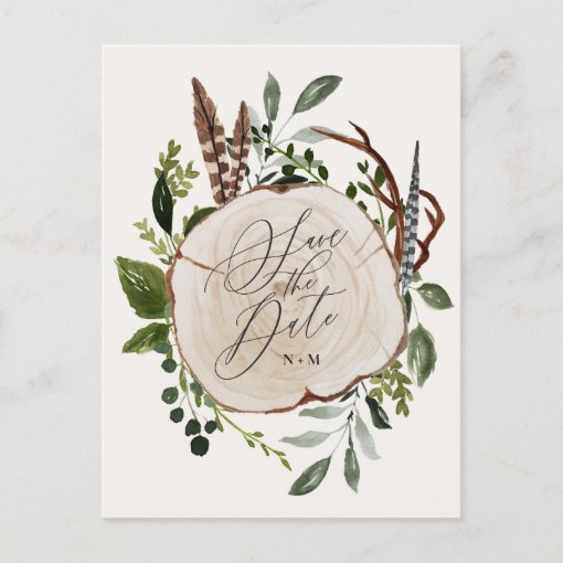 Rustic wood slice wedding save the date invite | Zazzle