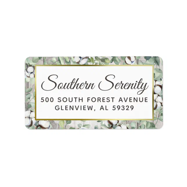 Rustic Wood Southern Cotton & Botanical Address Label | Zazzle