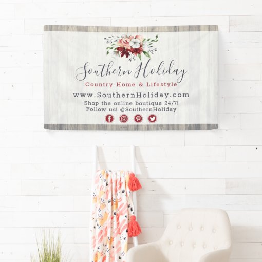 Rustic Wood & Southern Country Cotton Boutique Banner | Zazzle