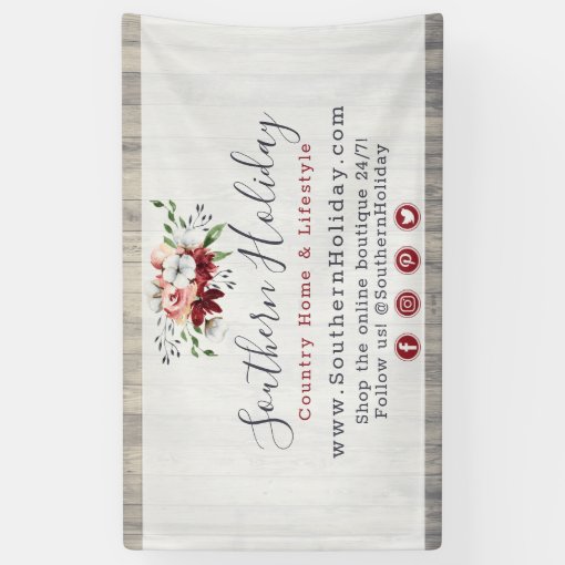Rustic Wood & Southern Country Cotton Boutique Banner | Zazzle