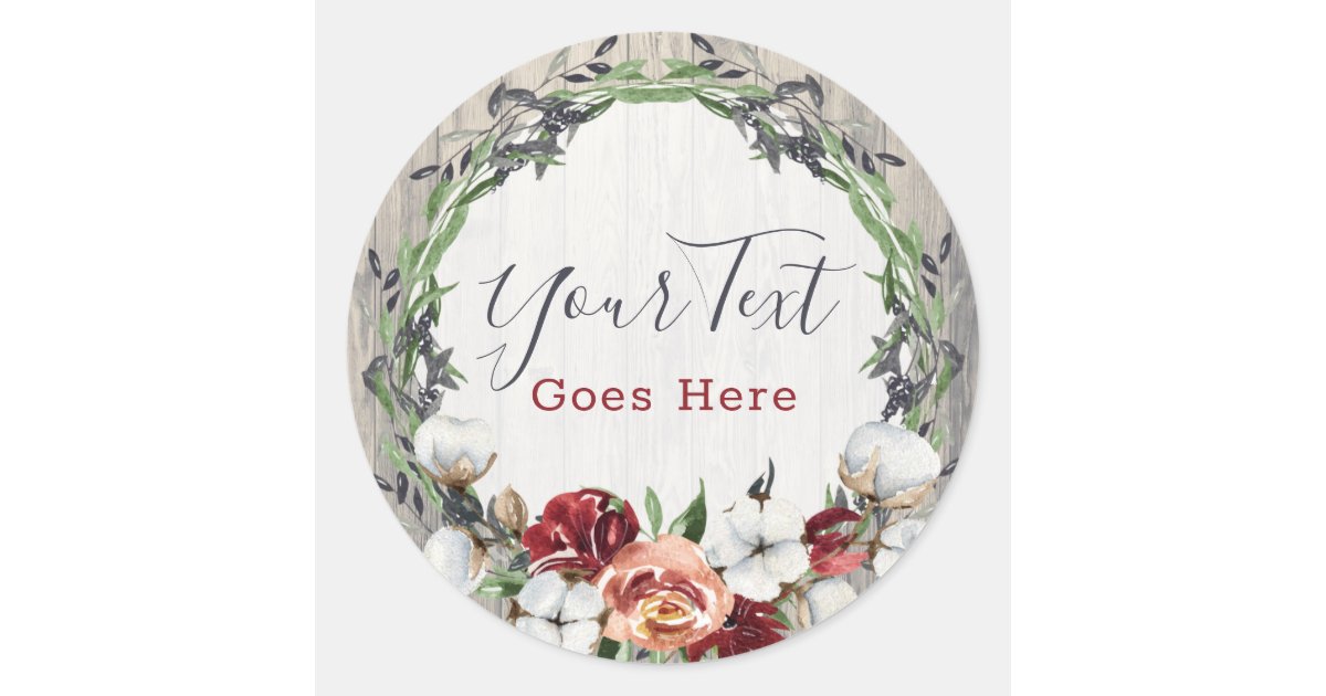 Rustic Wood & Southern Country Cotton Boutique Classic Round Sticker ...