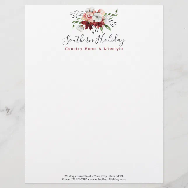 Rustic Wood & Southern Country Cotton Boutique Letterhead | Zazzle