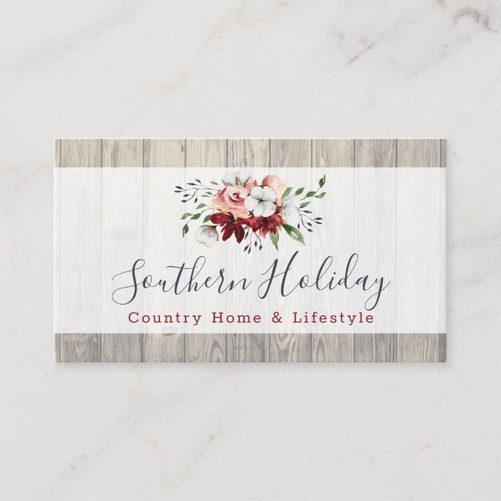 Rustic Wood & Southern Country Cotton Social Media Business Card ...