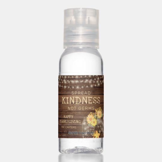 Rustic Wood SPREAD KINDNESS NOT GERMS Thanksgiving Hand Sanitizer ...