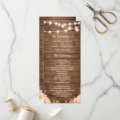 Rustic Wood String Lights Autumn Floral Wedding Program | Zazzle