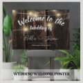 Rustic Wood String Lights Country Wedding Welcome Poster | Zazzle