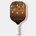 Rustic Wood String Lights Custom Wedding Pickleball Paddle | Zazzle