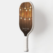 Rustic Wood String Lights Custom Wedding Pickleball Paddle | Zazzle