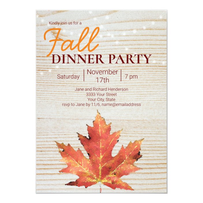 Rustic Wood String Lights Fall Dinner Party Invitation | Zazzle.com