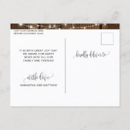 Rustic Wood, String Lights Got Engaged, Engagement Announcement ...