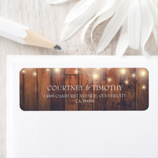 Rustic Wood String Lights Label | Zazzle