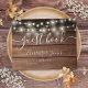Rustic Wood String Lights Script Wedding Guest Book | Zazzle