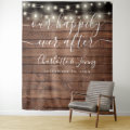 Rustic Wood String Lights Wedding Photo Backdrop | Zazzle