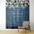 Rustic Wood String Lights Wedding Photo Backdrop | Zazzle