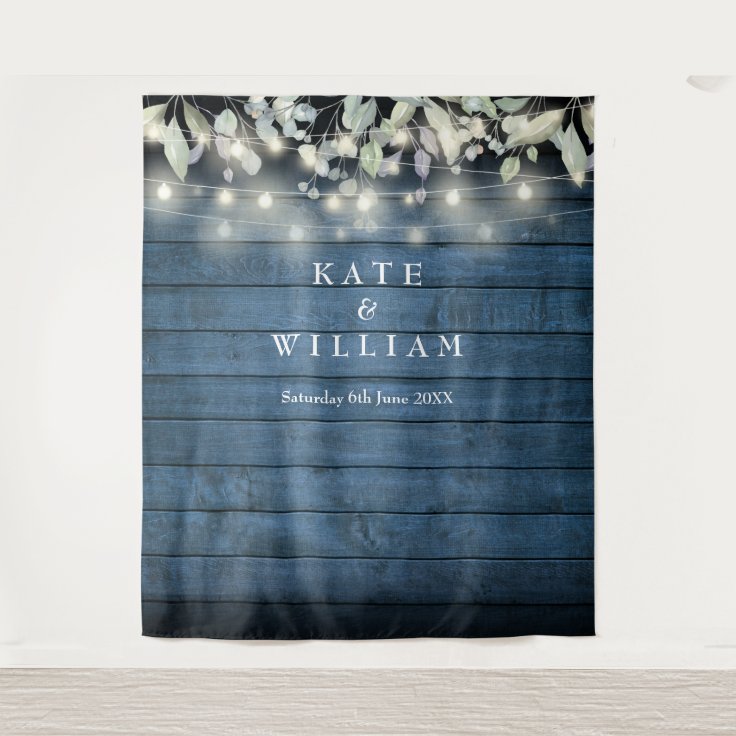 Rustic Wood String Lights Wedding Photo Backdrop | Zazzle