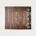 Rustic Wood String Lights Wedding Photo Backdrop | Zazzle