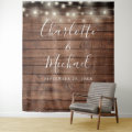 Rustic Wood String Lights Wedding Photo Backdrop | Zazzle