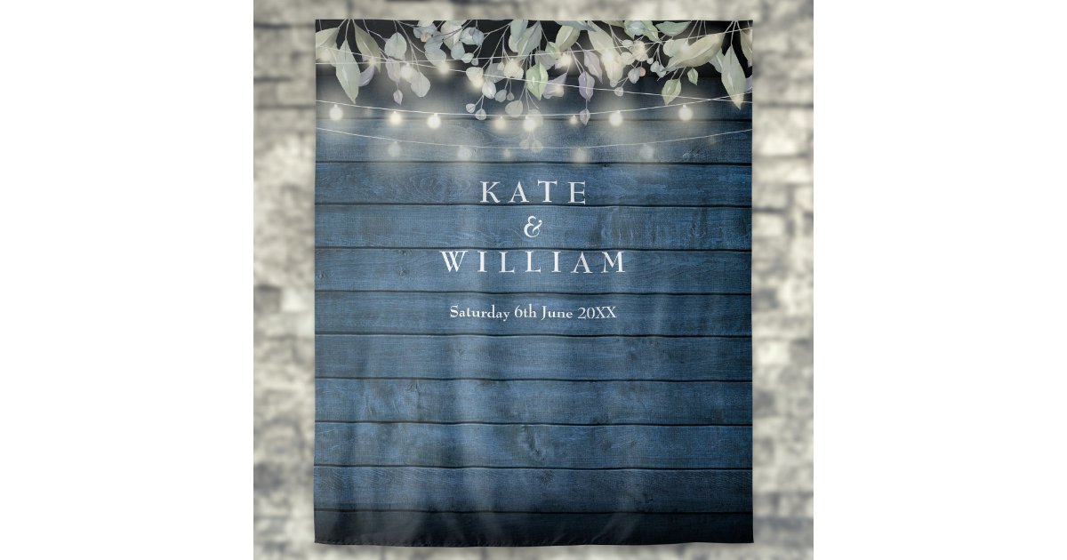 Rustic Wood String Lights Wedding Photo Backdrop | Zazzle