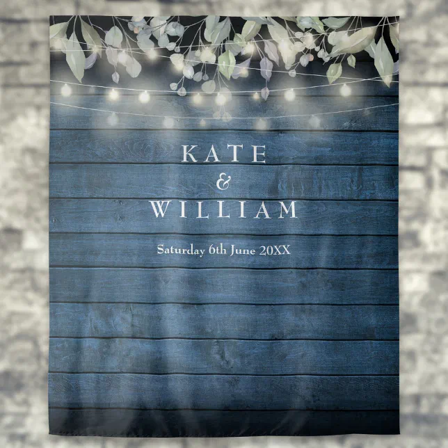 Rustic Wood String Lights Wedding Photo Backdrop | Zazzle