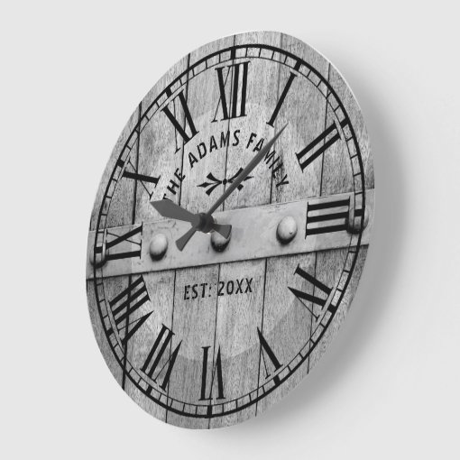 Rustic Wood Style Custom Family Name Wall Clock | Zazzle