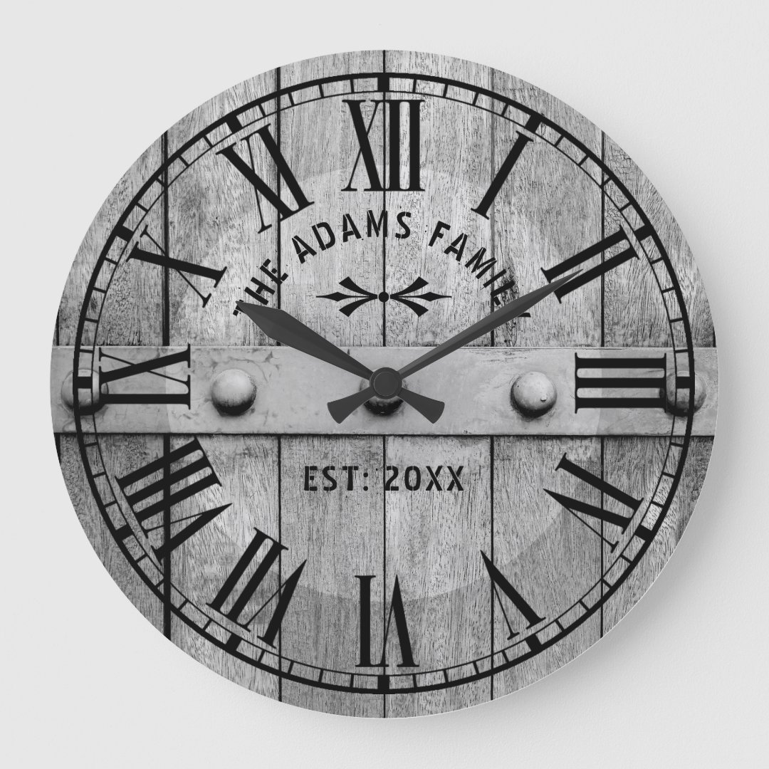 Rustic Wood Style Custom Family Name Wall Clock | Zazzle