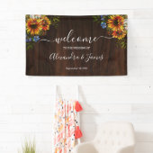 Rustic Wood Sunflower Country Wedding Banner | Zazzle
