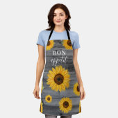 Rustic Wood Sunflower Floral Bon Appetit Chef Apron | Zazzle
