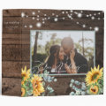Rustic Wood Sunflower Photo Wedding Planner 3 Ring Binder | Zazzle