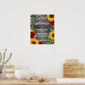 Rustic Wood Sunflower Rose Welcome Wedding Signs | Zazzle