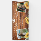 Rustic Wood Sunflower Two Photo Graduation Banner | Zazzle