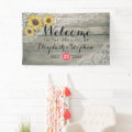 Rustic Wood Sunflowers Elegant Lace Wedding Banner | Zazzle