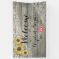 Rustic Wood Sunflowers Elegant Lace Wedding Banner | Zazzle
